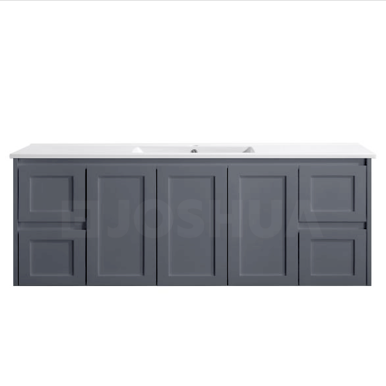 Vintage (Hung) Series Matt Grey Overall 1500mm VANITY SET With Flat St ...