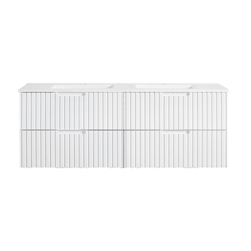 Elena Series Wall Hung Double Bowl Matt White 1480x455x540mm Vanity wi ...