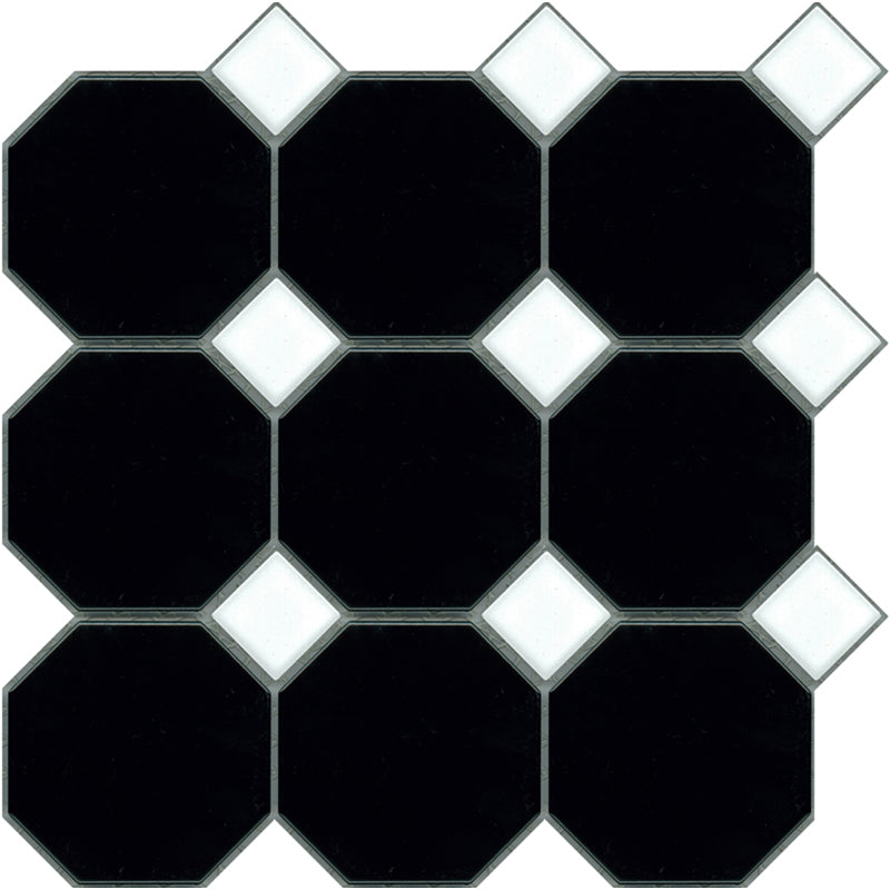 MATT BLACK OCTAGON GLOSS WHITE DOT 97X97 – Joshua Tiles & Bathrooms